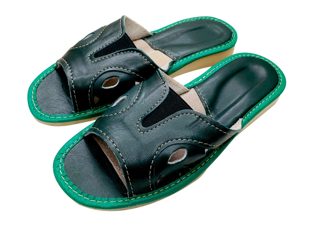Emerald Green Slippers for Women With Elastic Band for Wider Size ...