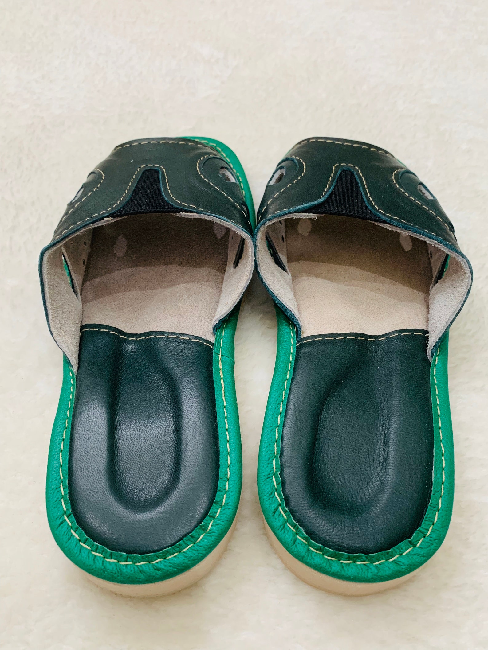 Emerald Green Slippers for Women With Elastic Band for Wider Size ...