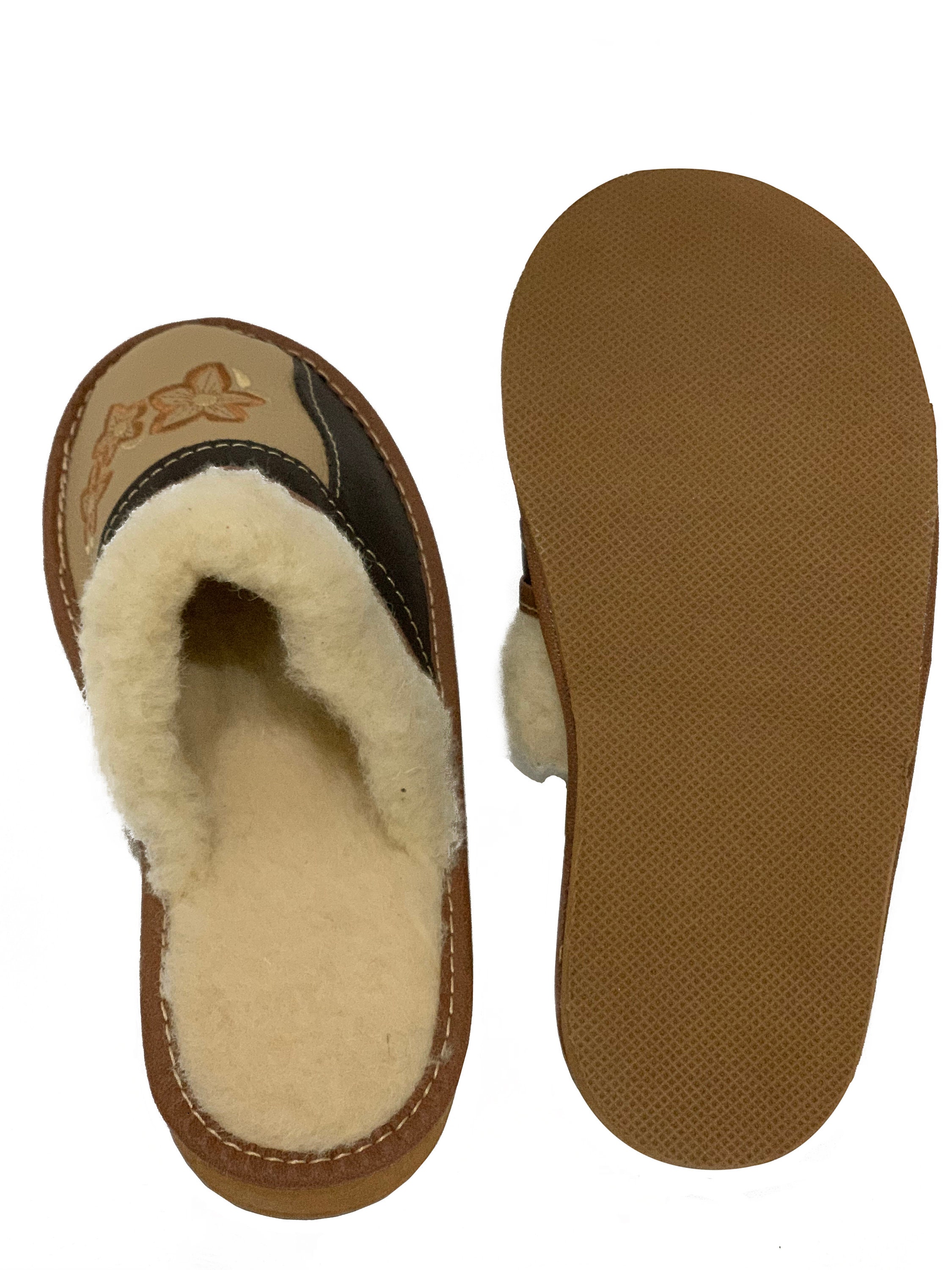 Brown Floral Slippers Mulas para Sus Mujeres Interior Casa hecha a mano ...