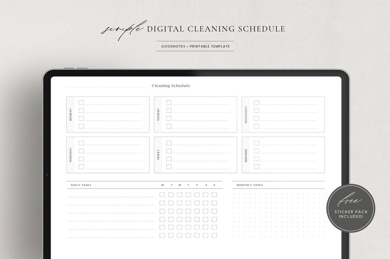 Weekly Cleaning Schedule Cleaning Printable Goodnotes - Etsy