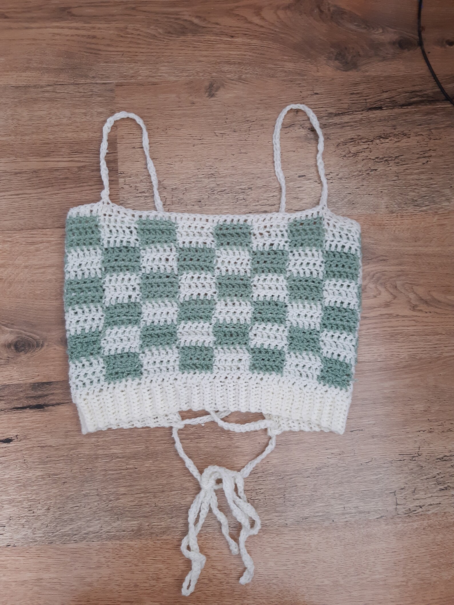 Checkered Tie-back Crochet Top handmade to Order - Etsy