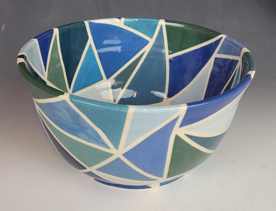 Home & Living Green & Blue Stained Glass Ceramic Bowl Home Décor etna ...
