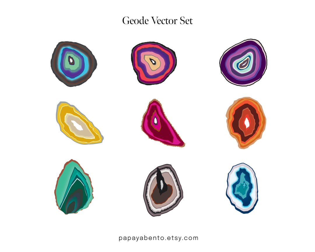 Geode Vector Set | Digital Download, Illustration, Clipart, Assets ...