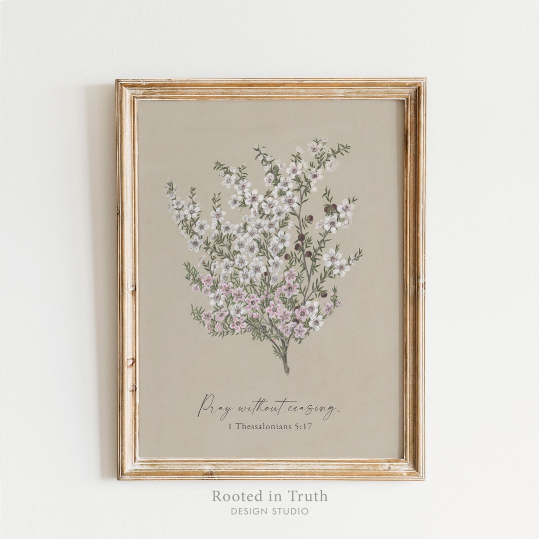 Pray Without Ceasing Bible Verse Wall Art, Christian Scripture Print ...