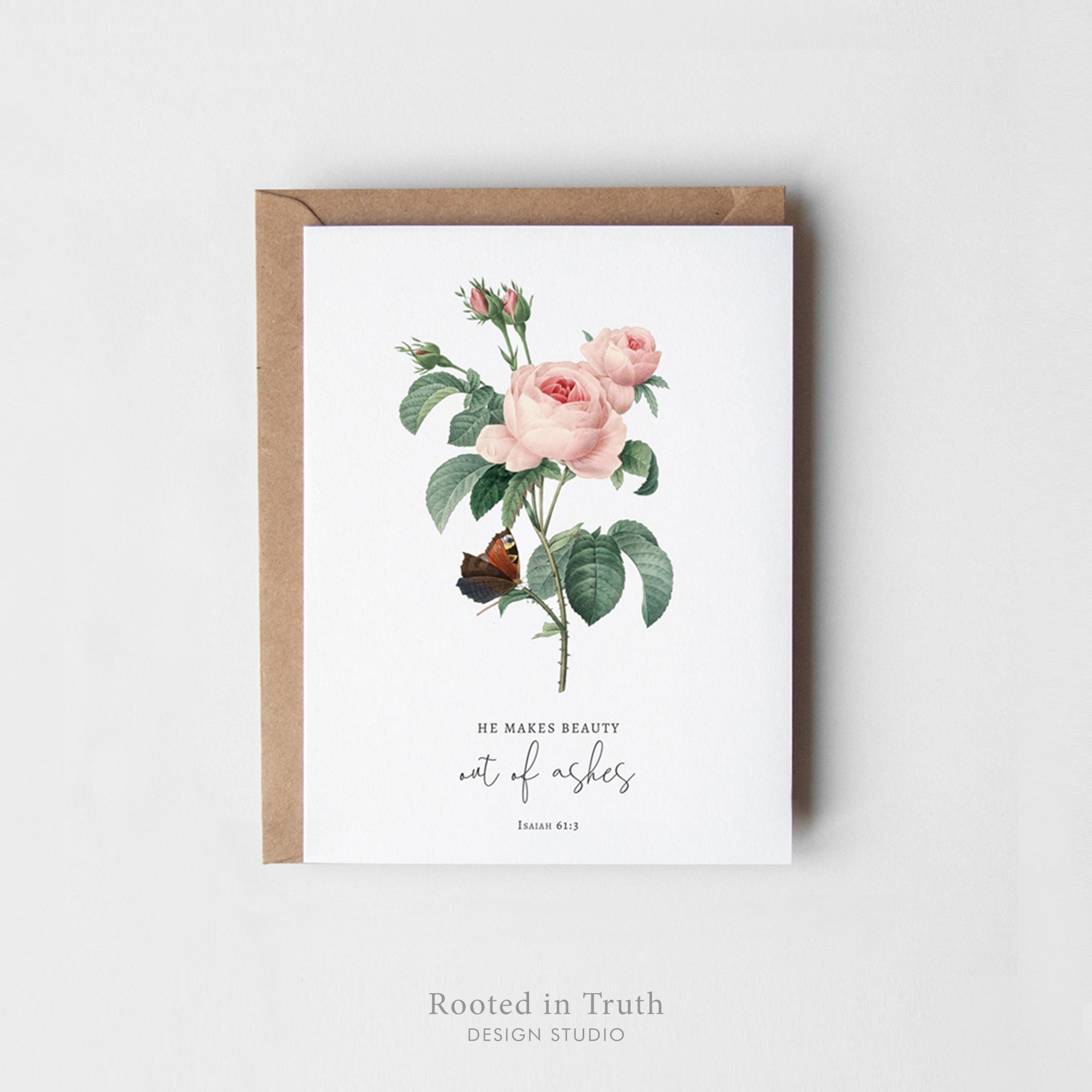 Rose Scripture Christian Printable Greeting Card Beauty Out - Etsy