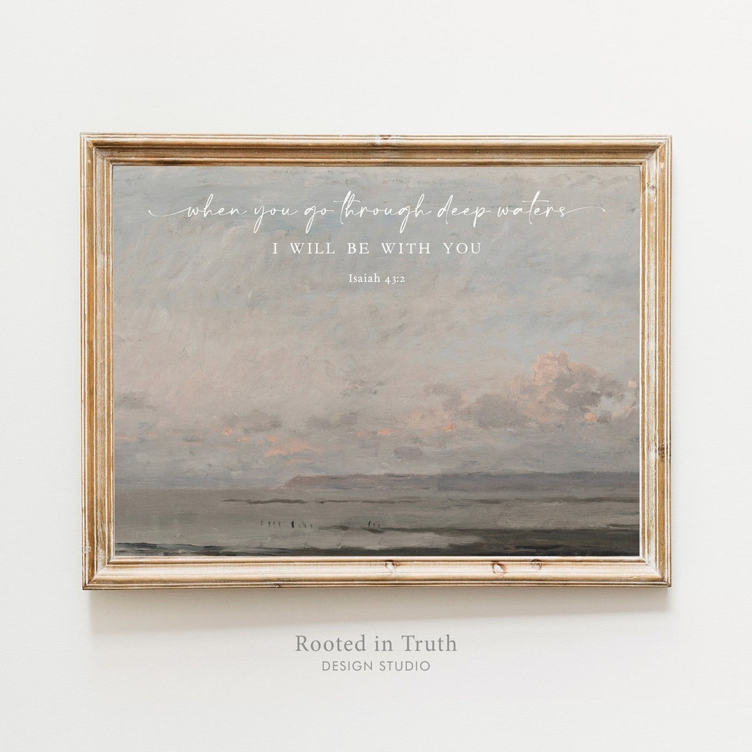 Isaiah 43 Scripture Wall Art, Bible Verse Art Print, Poster, Deep ...