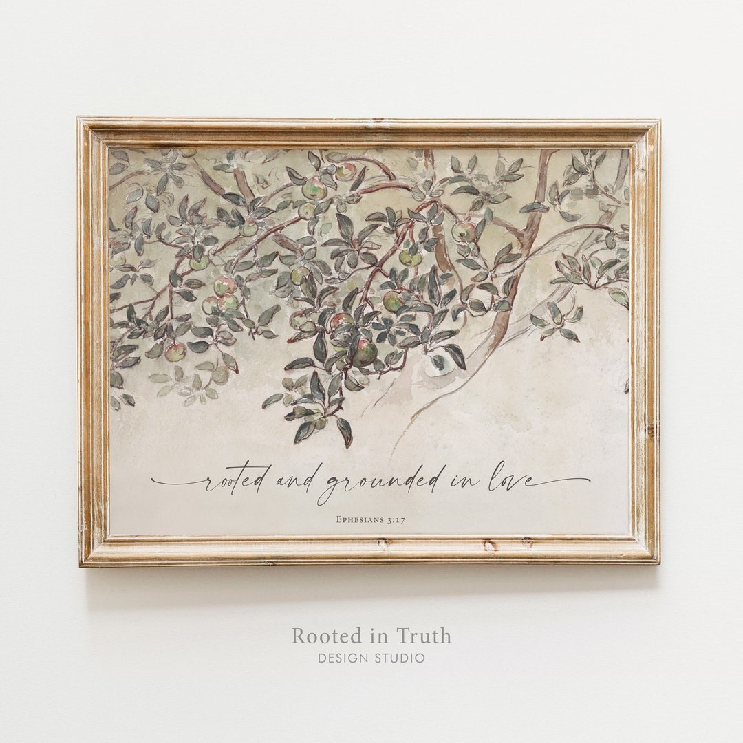 Verwurzelt und geerdet, Bibel-Vers-Wandkunst, Schrift-Kunstdruck ...