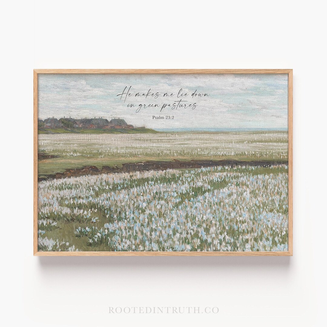 Green Pastures Christian Wall Art, Scripture Prints, Religious Home ...