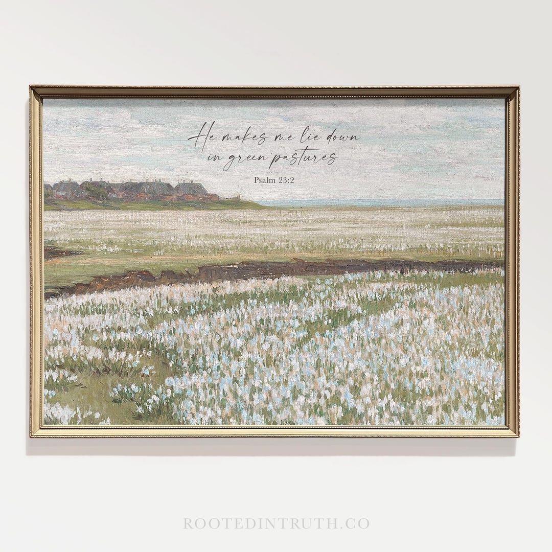 Psalm 23 Green Pastures Bible Verse Wall Art, Christian Scripture Art ...