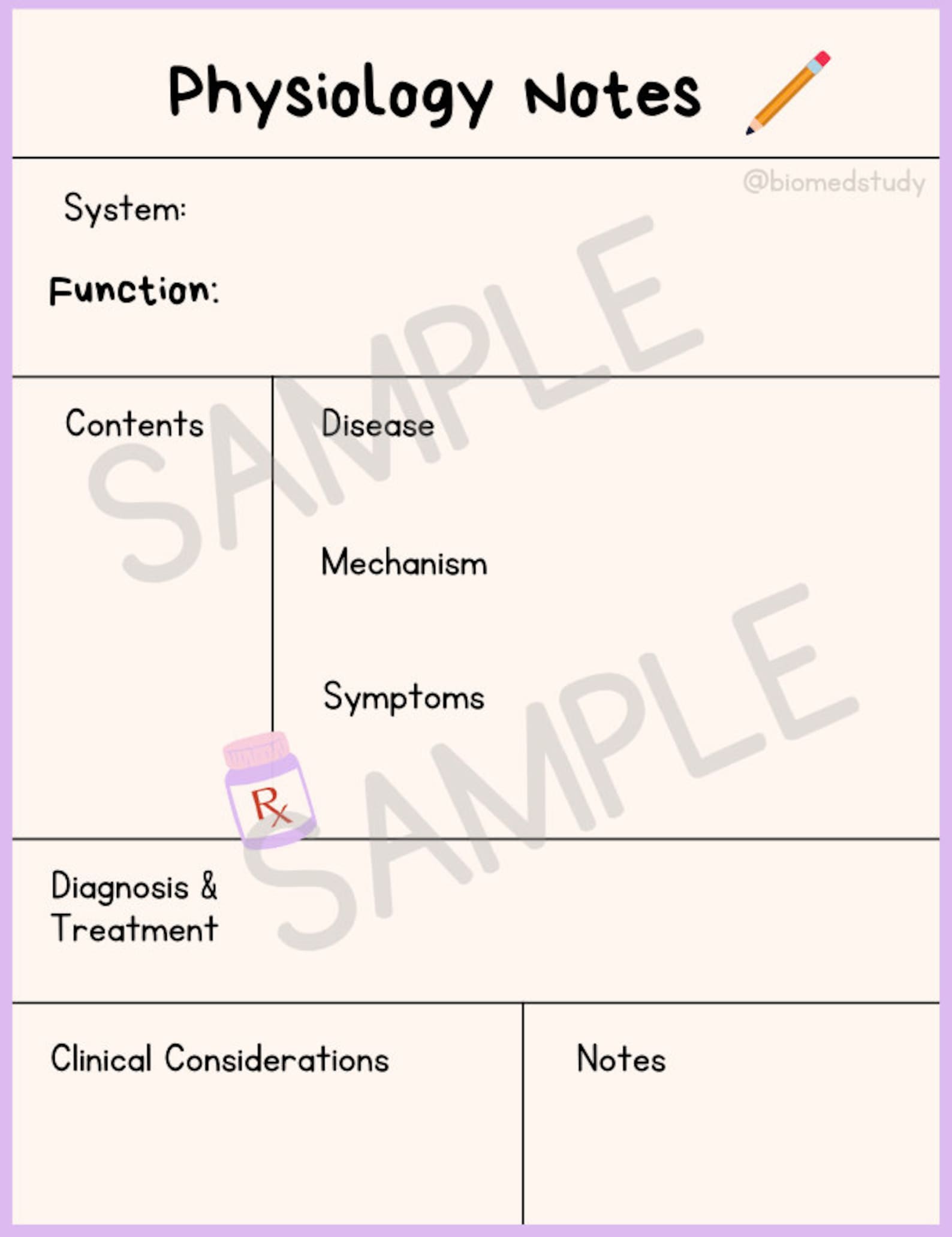 Anatomy and Physiology Note Taking Templates | Study Guide Templates - Etsy