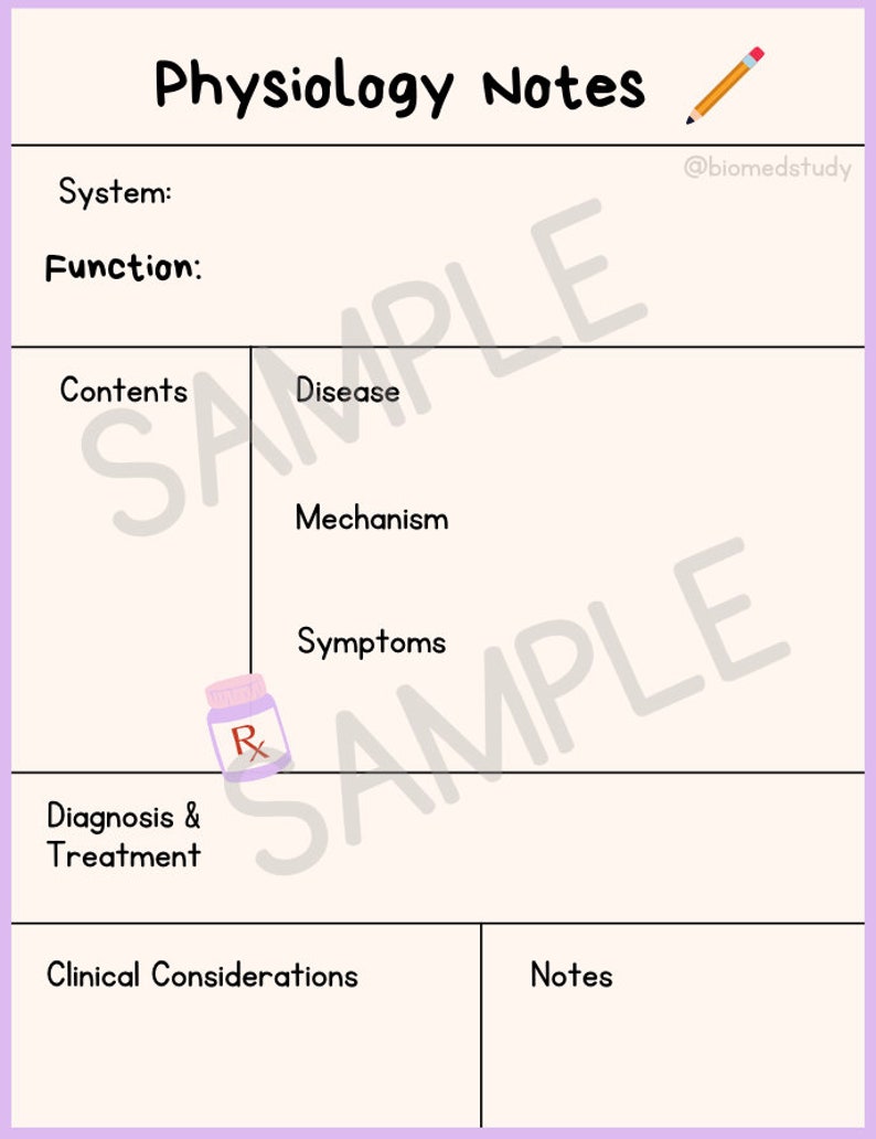 Anatomy and Physiology Note Taking Templates | Study Guide Templates ...
