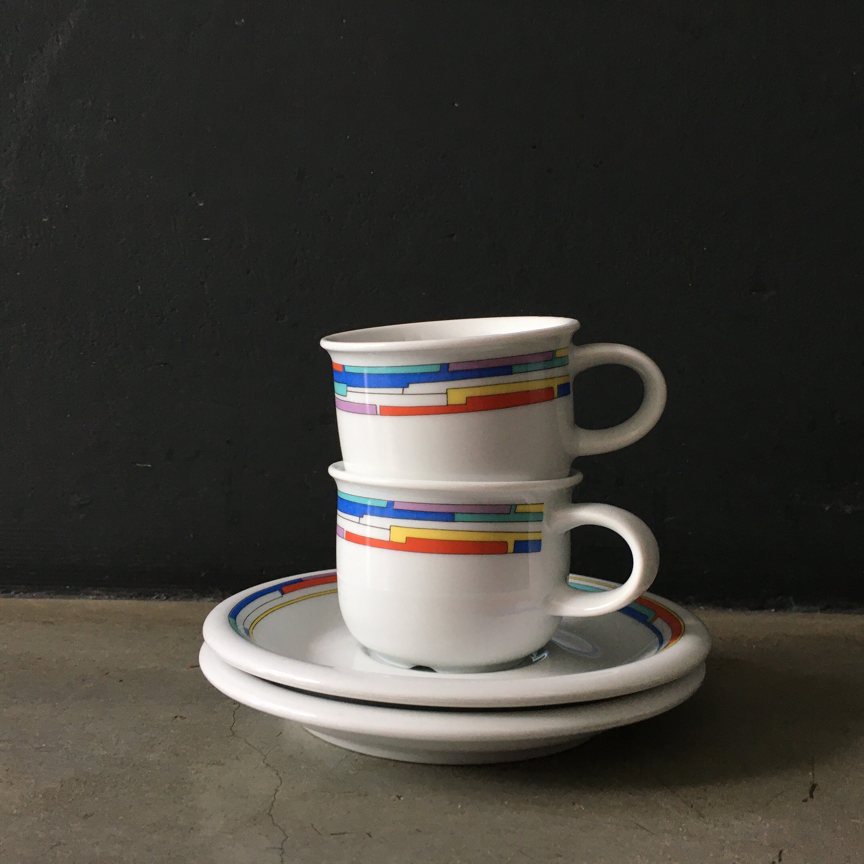 Modernist Memphis 80s / eighties cups & saucers by Arzberg | Etsy