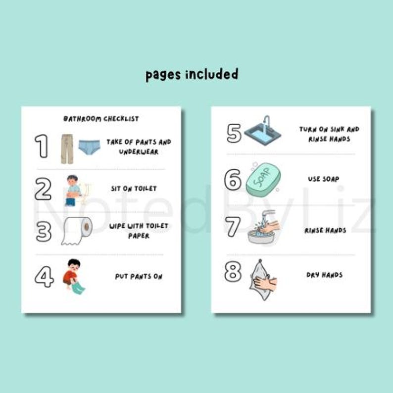 Bathroom Task Analysis Visual | Routine Visual Support | ABA - Etsy