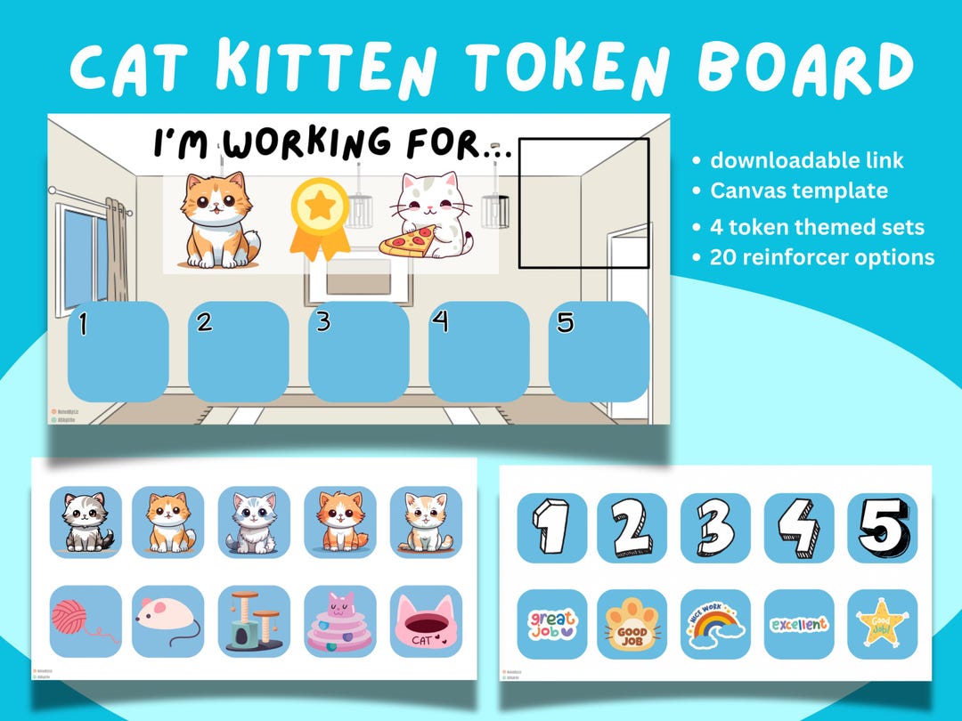 Cat Kitten TOKEN BOARD || ABA Positive Reinforcement Resource - Etsy