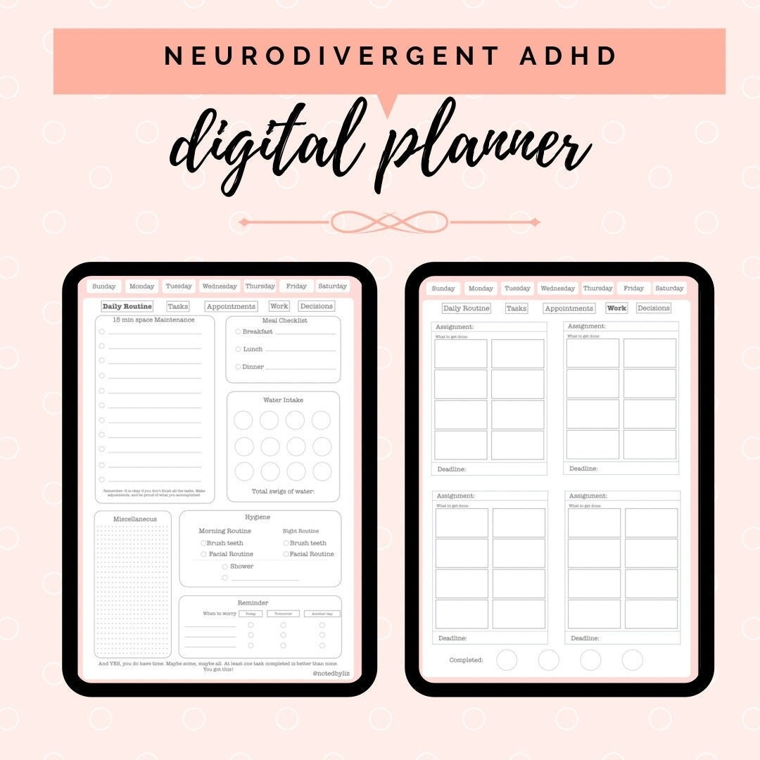 Digital ADHD-NEURODIVERGENT Planner + HYPERLINKS (8 Pages Total - Read ...