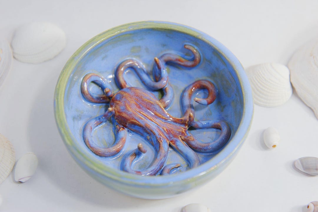 Handmade Ceramic Blue and Pink Octopus Ring Holder - Etsy