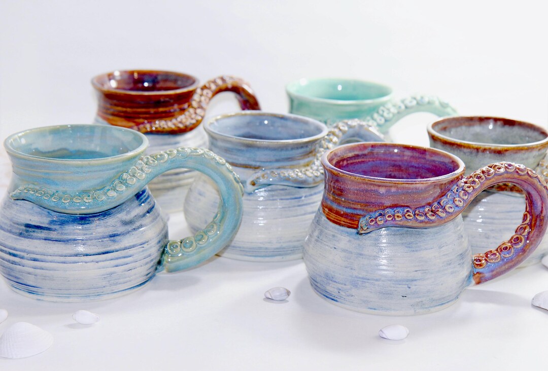 Handcrafted Octopus Tentacle Mug - Ocean Inspired Stoneware Coffee Cup ...