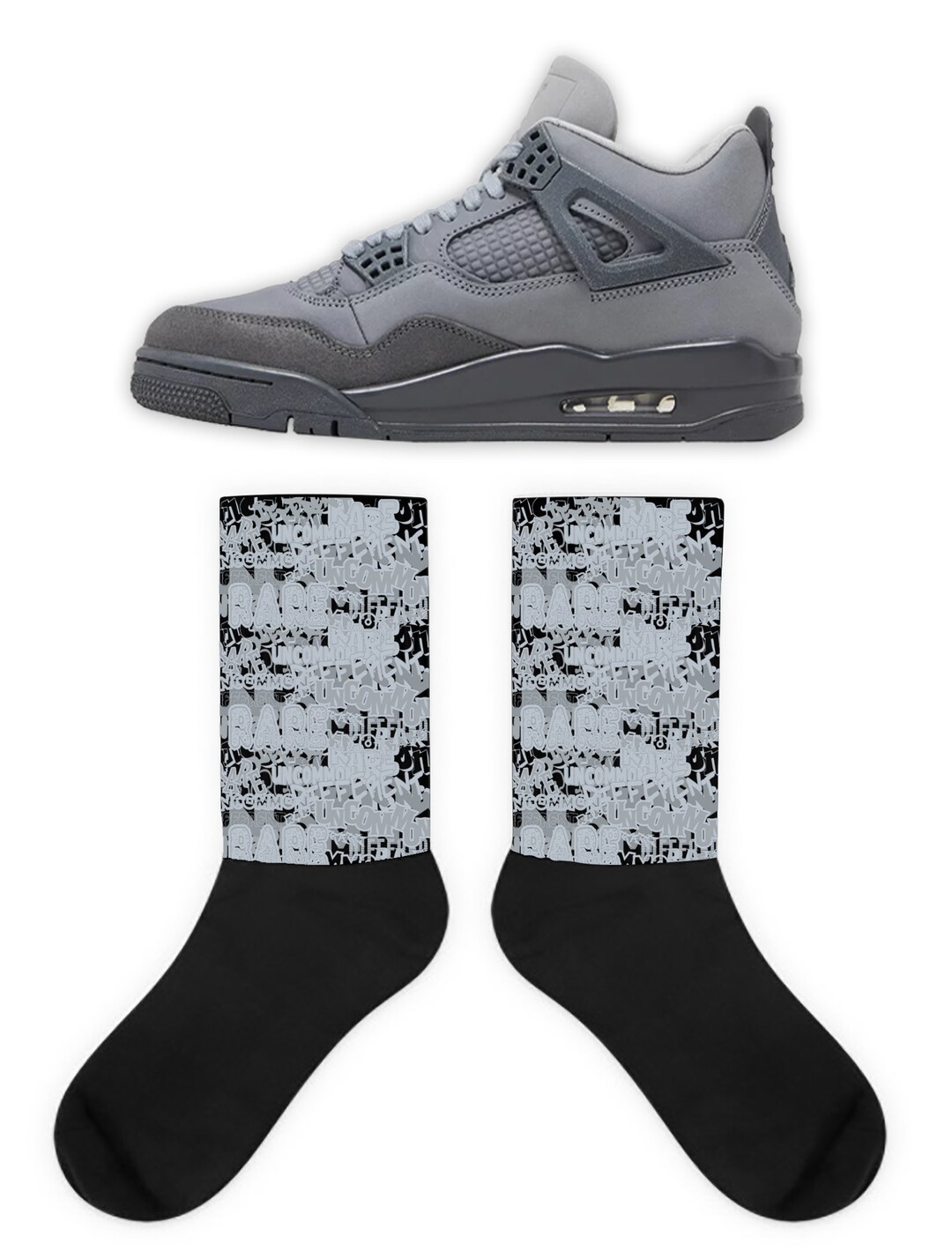 Socks to Match Jordan 4 Wet Cement Sneaker Sneaker Socks, Retro 4 Wet ...