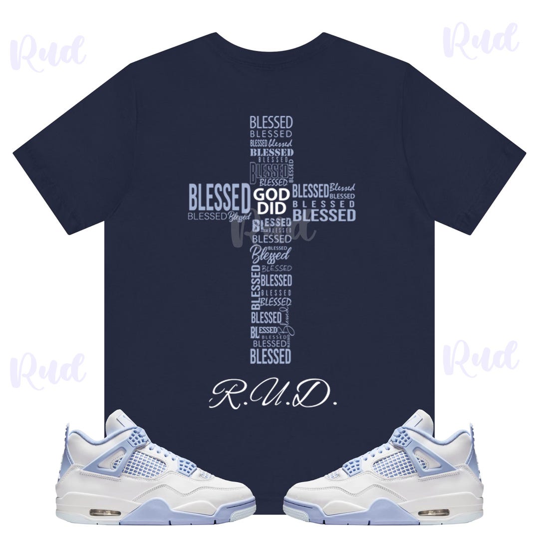 Blessed Cross Shirt to Match Jordan 4 Forget Me Not, Retro 4 Forget Me ...