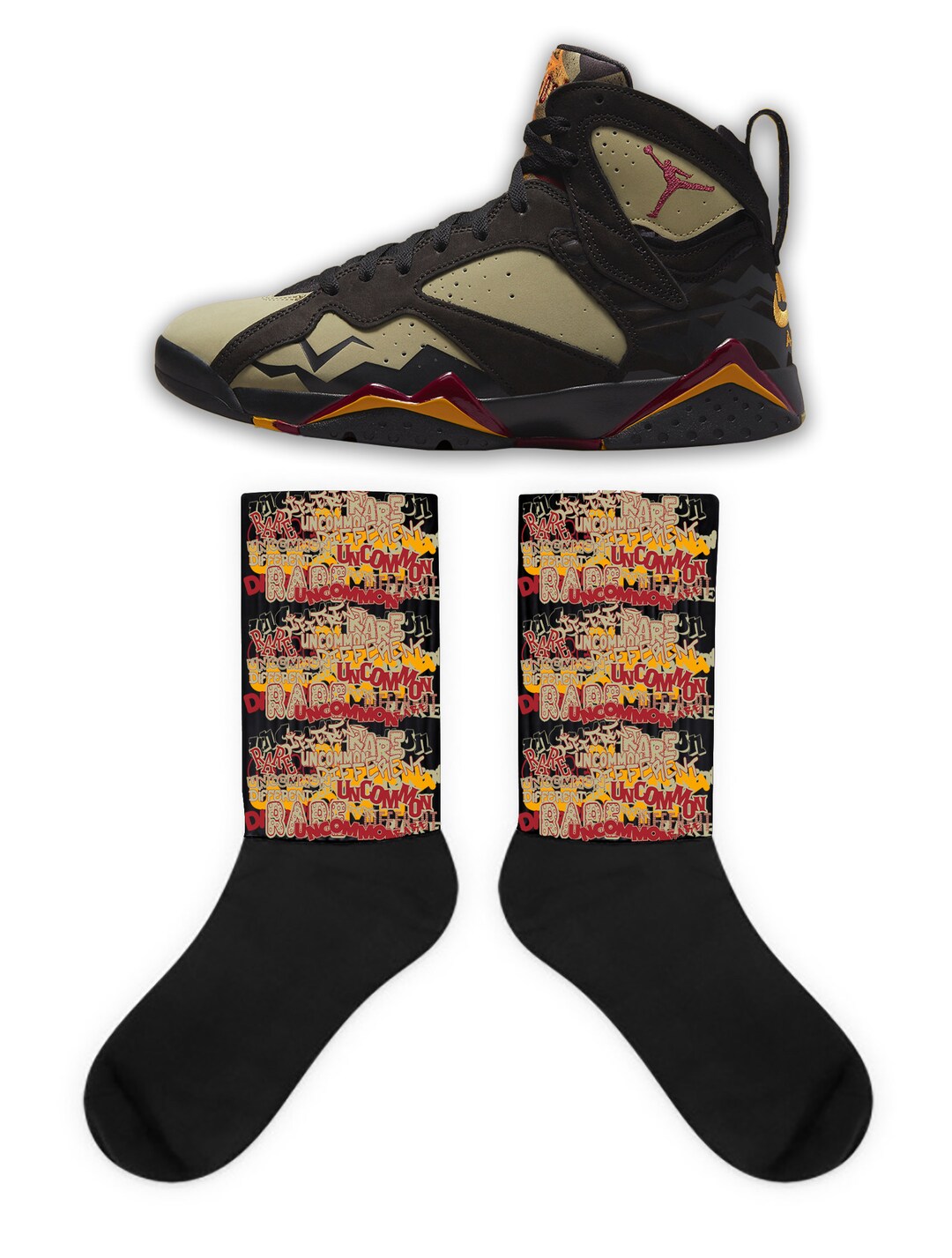 Sock to Match Jordan Retro 7 Black Olive, Retro 7 Black Olive Socks ...
