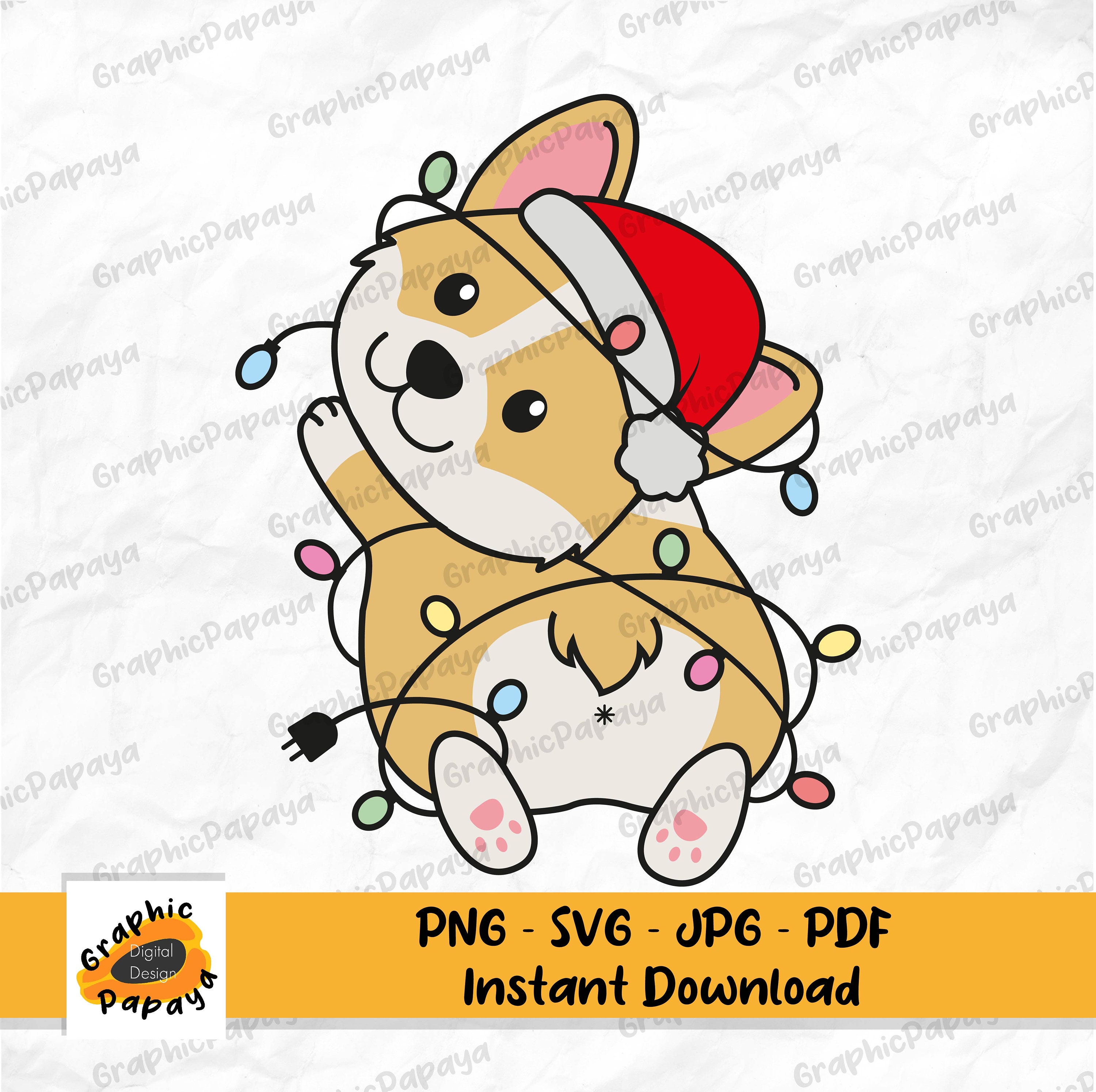 Animal Christmas Kawaii Clipart, High Quality 300 Dpi, Png, Svg, Pdf ...
