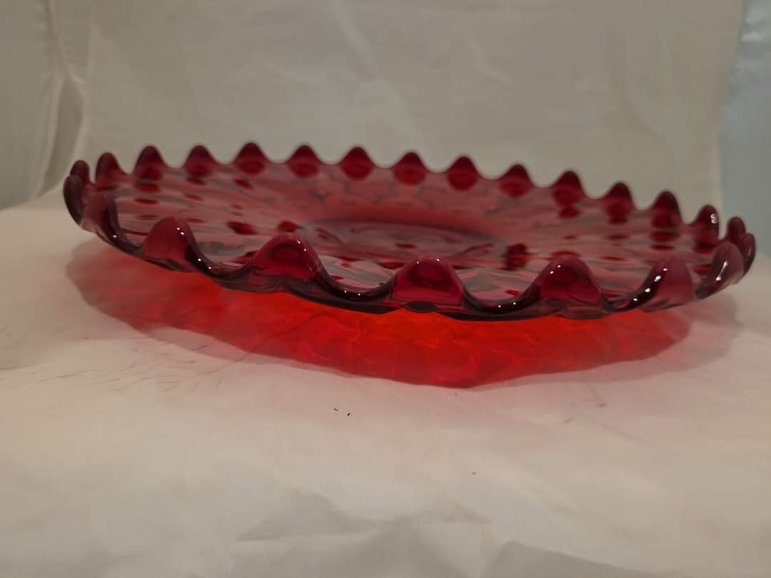 Beautiful Vintage Fostoria Red Glass Cake Platter - Etsy
