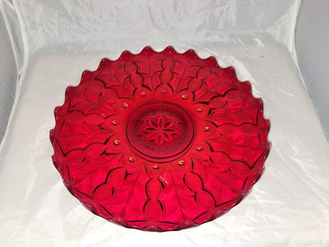 Beautiful Vintage Fostoria Red Glass Cake Platter - Etsy