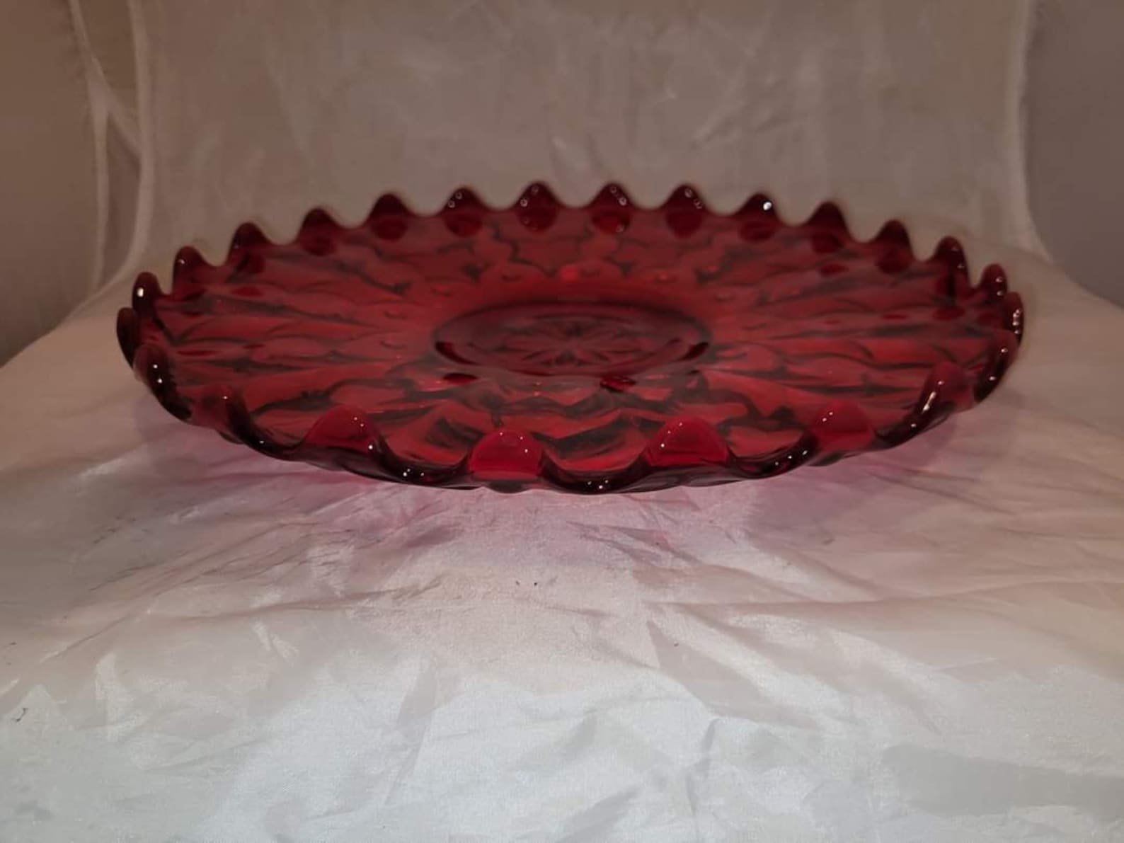 Beautiful Vintage Fostoria Red Glass Cake Platter - Etsy