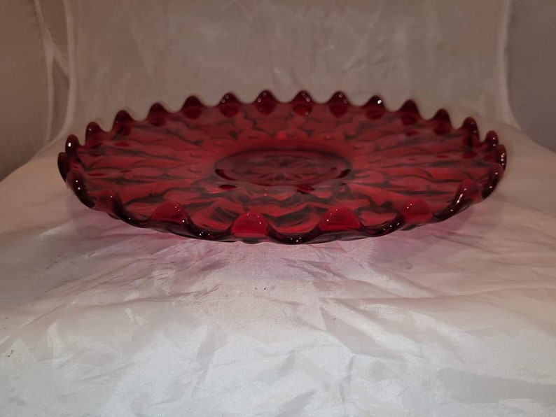 Beautiful Vintage Fostoria Red Glass Cake Platter - Etsy