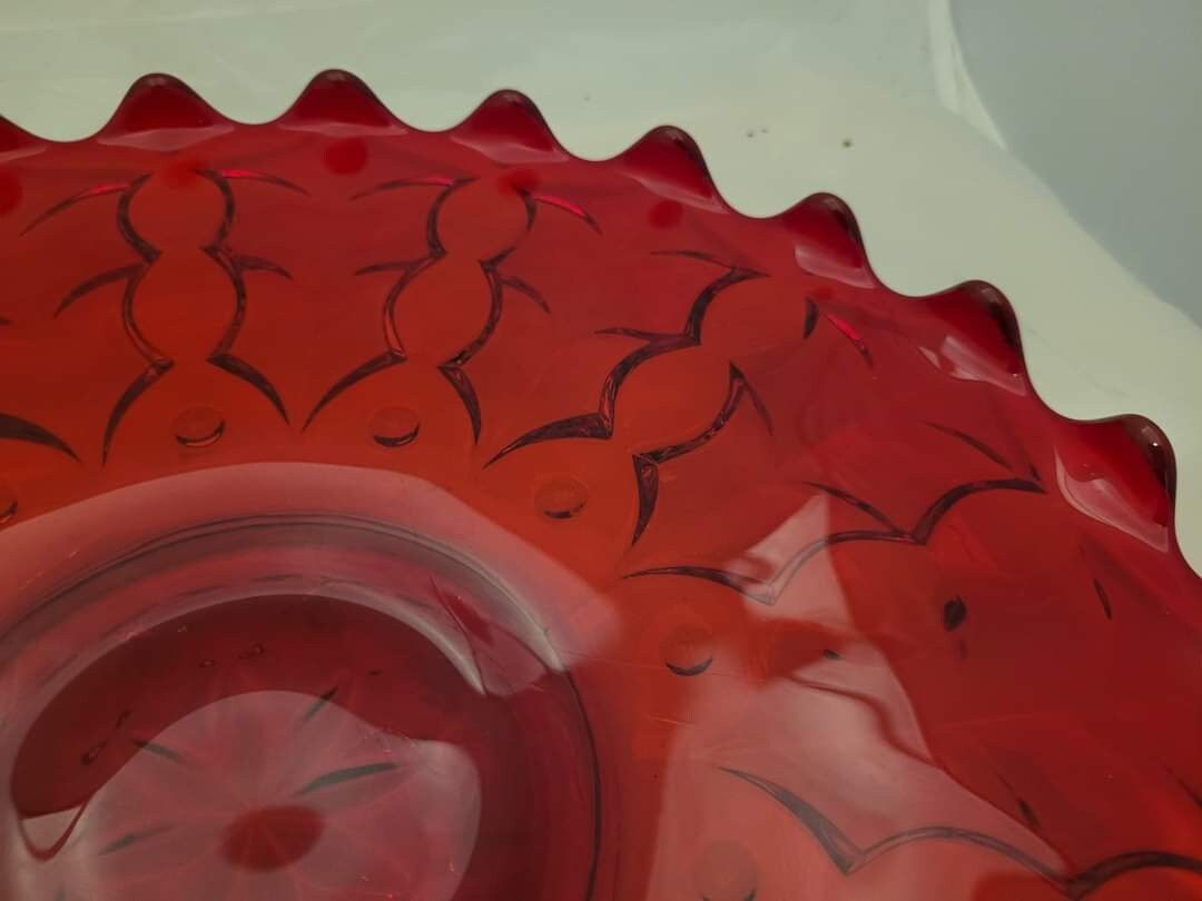 Beautiful Vintage Fostoria Red Glass Cake Platter - Etsy