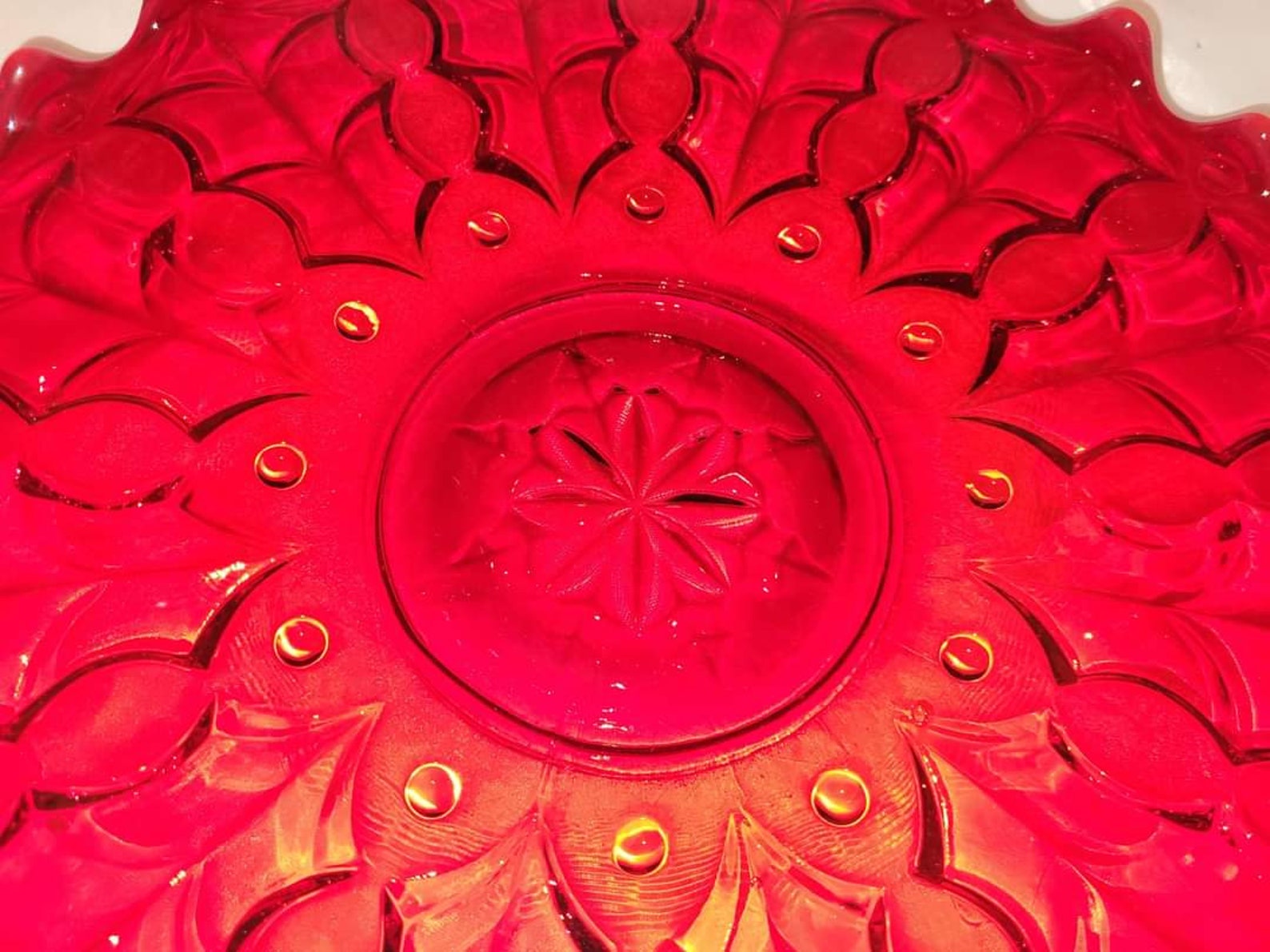 Beautiful Vintage Fostoria Red Glass Cake Platter - Etsy