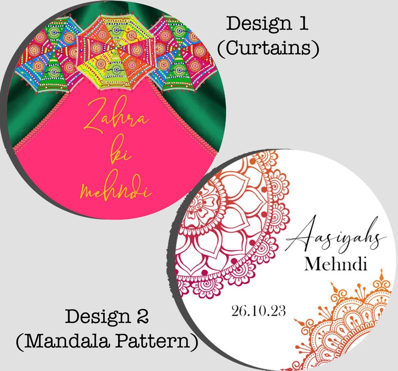 Customisable Colours Mehndi Henna Night Walima Nikah Wedding Stickers ...