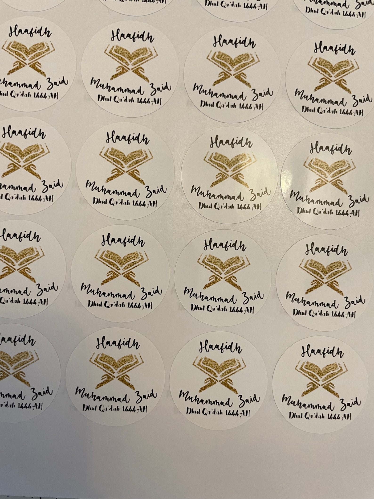 Hifz Hifdh Completion Sticker Sheet for Celebrations/gifts/sweet-bags ...