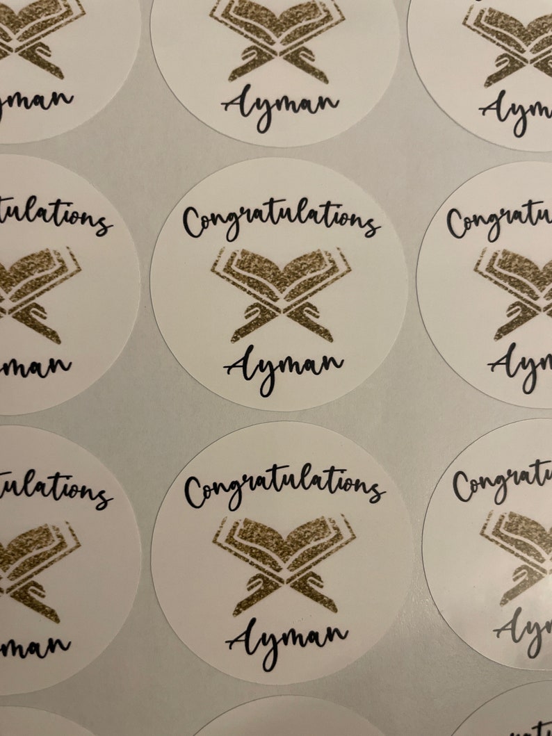 Hifz Hifdh Completion Sticker Sheet for Celebrations/gifts/sweet-bags ...