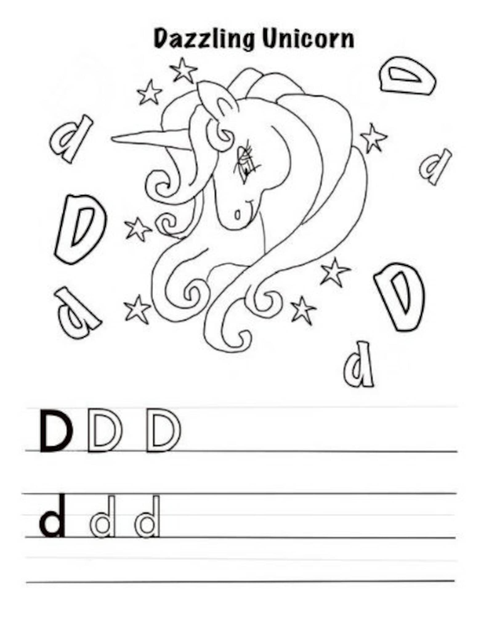 Unicorn Alphabet Coloring Pages, Alphabet Coloring Sheets, Tracing ...