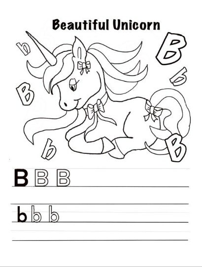 Unicorn Alphabet Coloring Pages, Alphabet Coloring Sheets, Tracing ...
