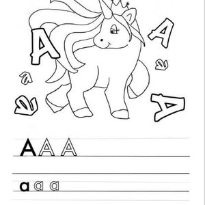 Unicorn Alphabet Coloring Pages, Alphabet Coloring Sheets, Tracing ...