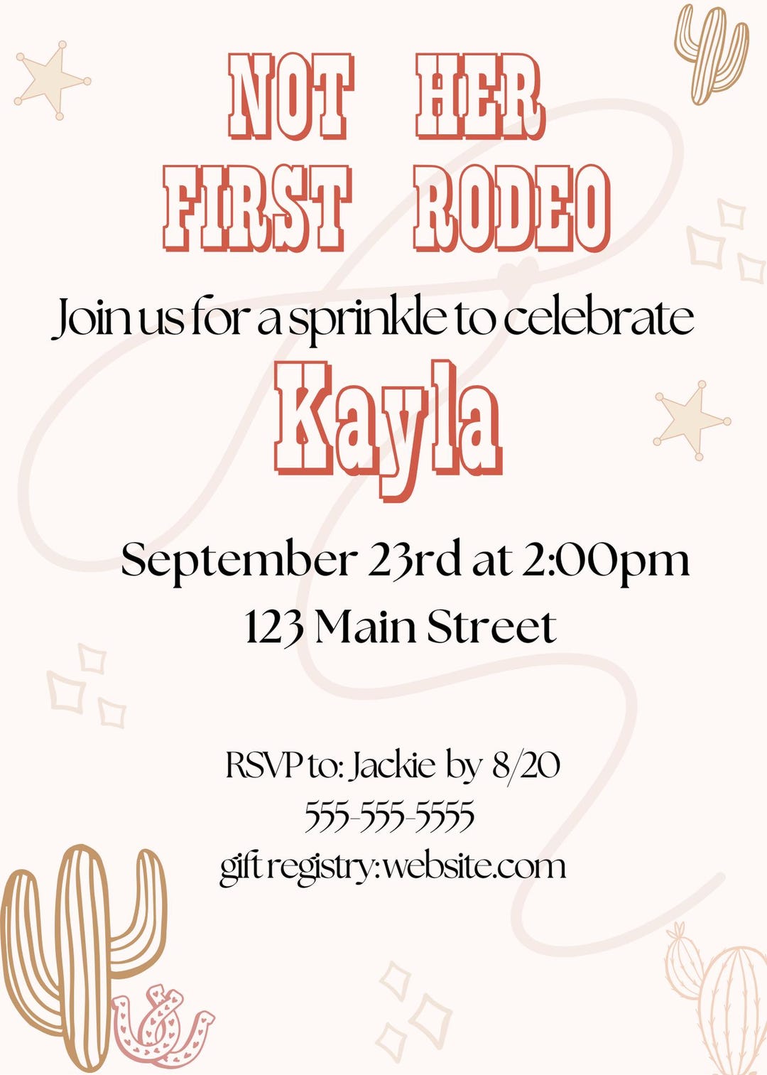 Not Her First Rodeo Sprinkle Invite - Etsy