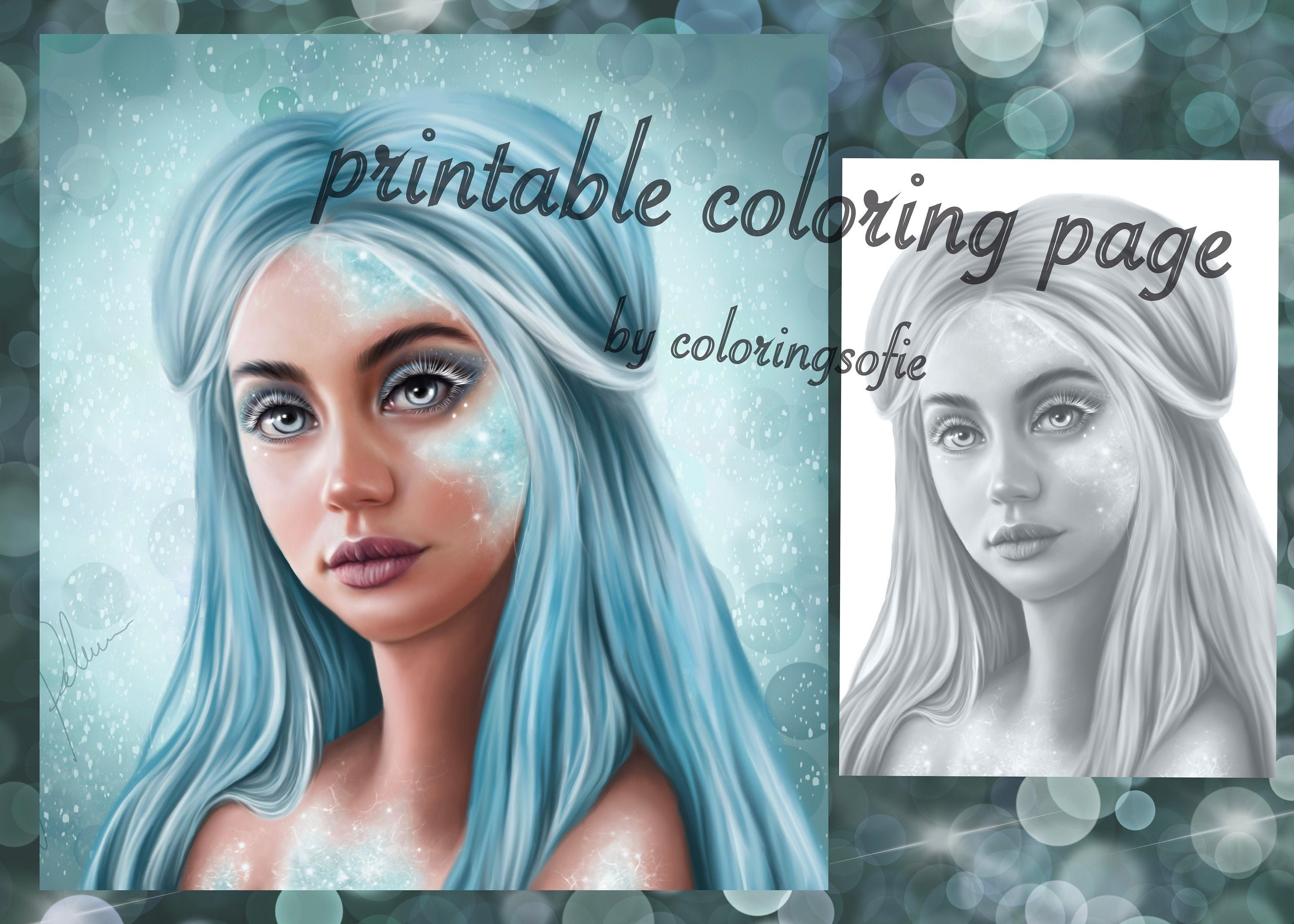 Printable Coloring Page Ice Girl - Etsy