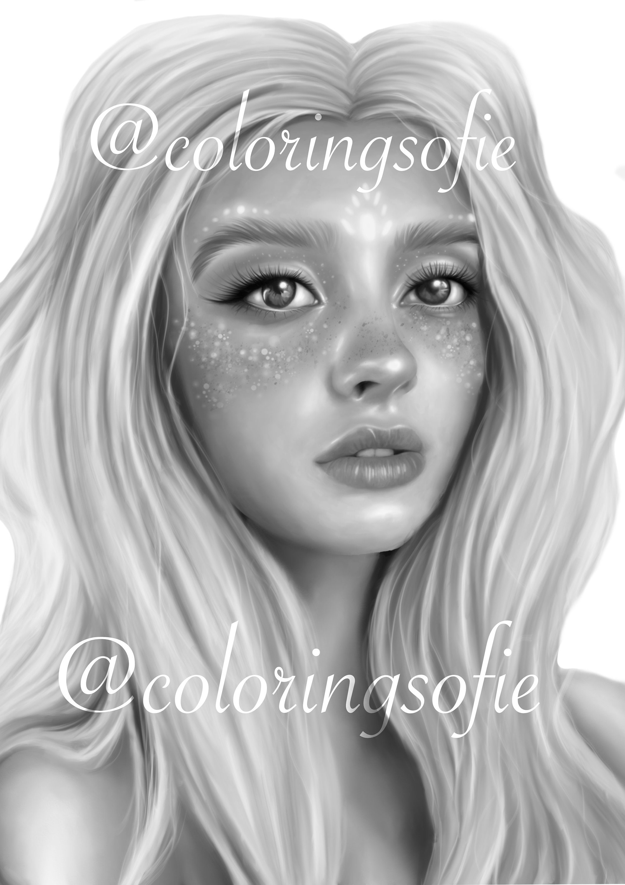Printable Coloring Page “pink Girl” Grayscale by Coloringsofie - Etsy