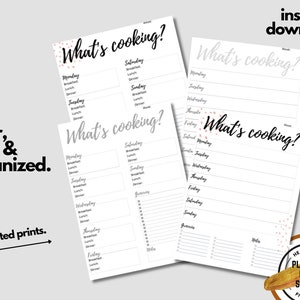 Meal Tracking Planner, Printable Weeklyn Menu Planner, Menu Planner ...