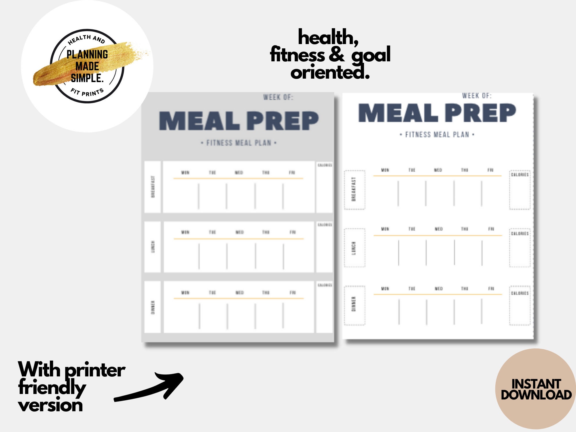 Printable Fitness Meal Plan, Printable Meal Plan, Weekly Meal Plan ...