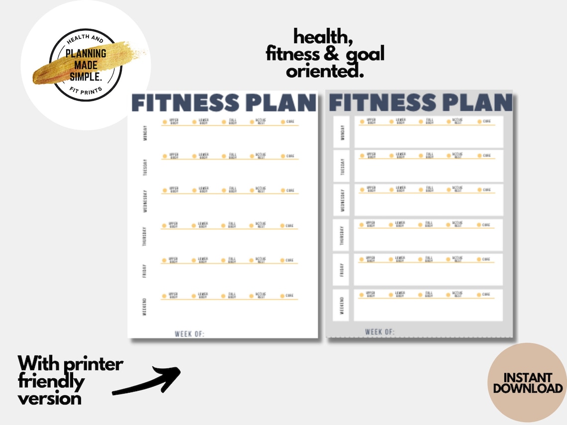 Printable Fitness Meal Plan Printable Meal Plan Weekly Meal - Etsy