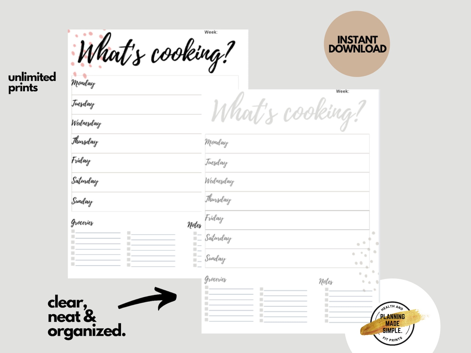 Meal Tracking Planner, Printable Weeklyn Menu Planner, Menu Planner ...