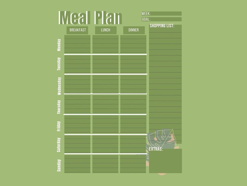 Meal Planner Printable, Weight Loss Meal Plan, Food Diary, Food Journal ...