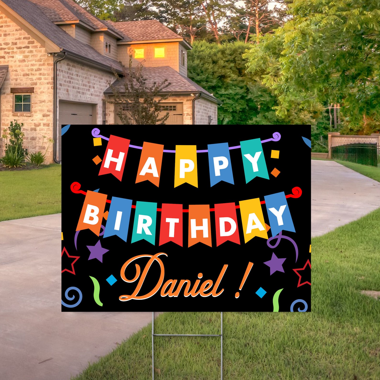 Happy Birthday Yard Sign With H Stake Personalized Outdoor Birthday