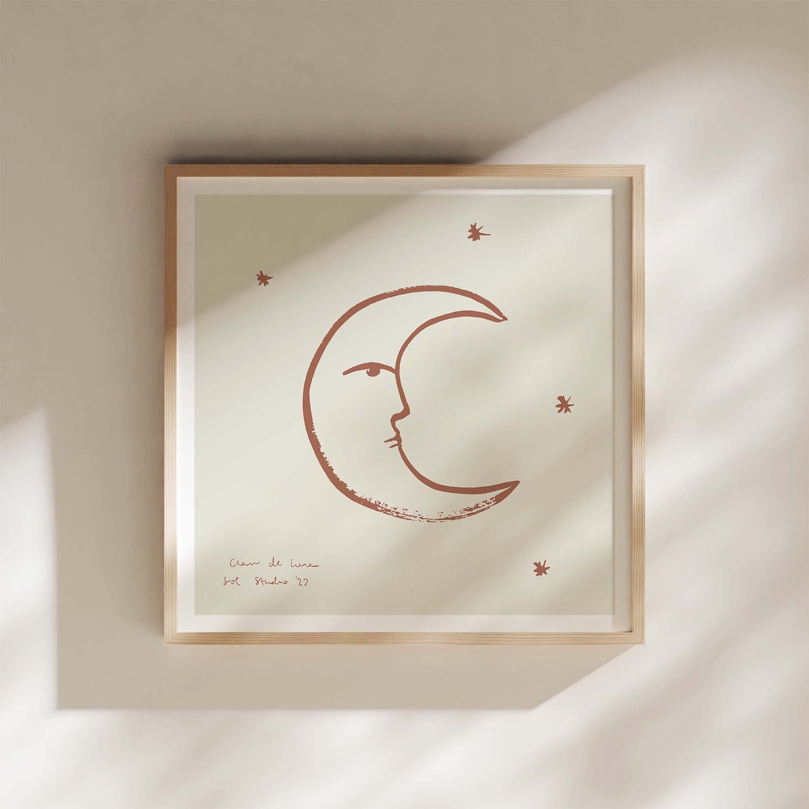 Clair De Lune Print: Retro Moon, Hand Drawn Giclée Art - Etsy