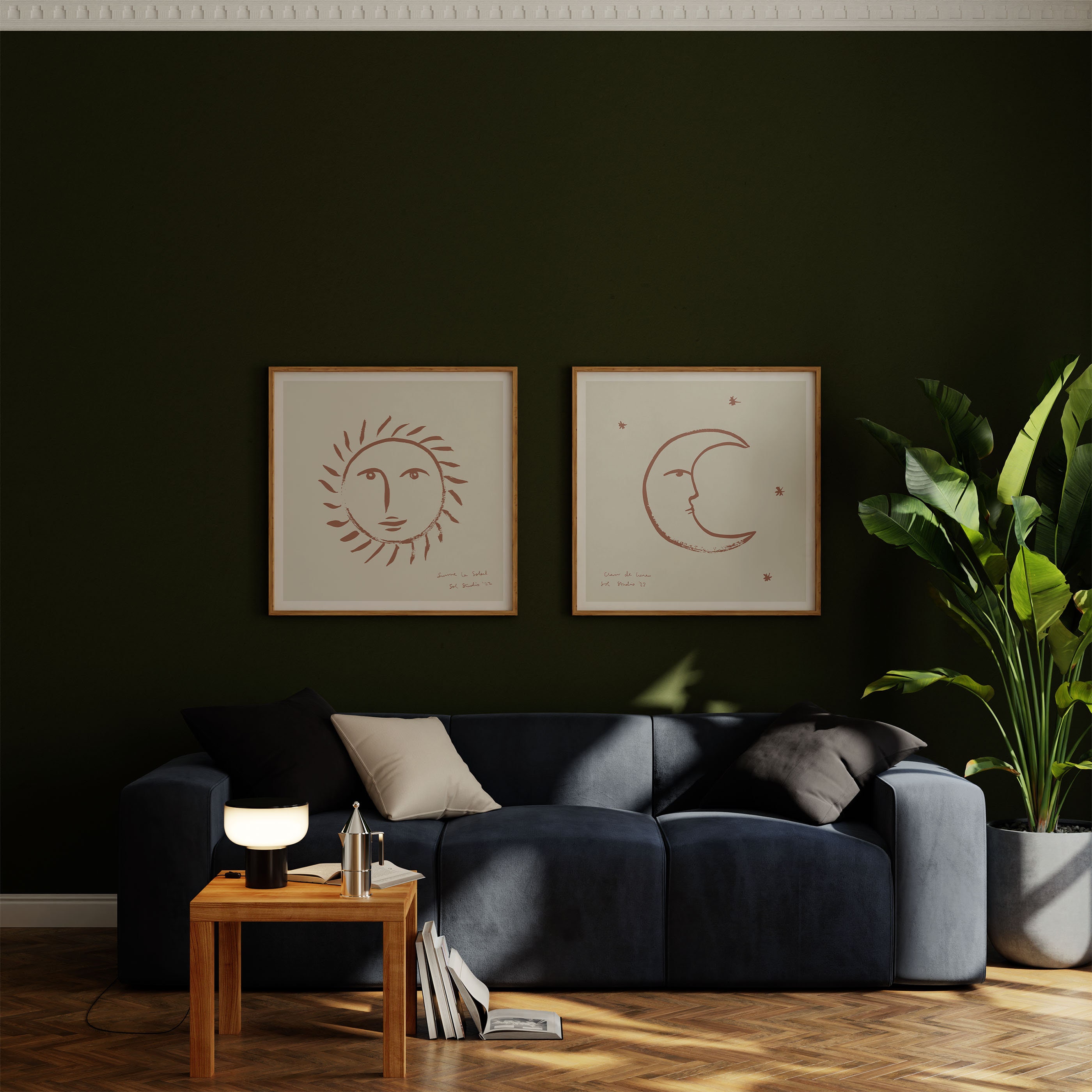 Clair De Lune Print: Retro Moon, Hand Drawn Giclée Art - Etsy