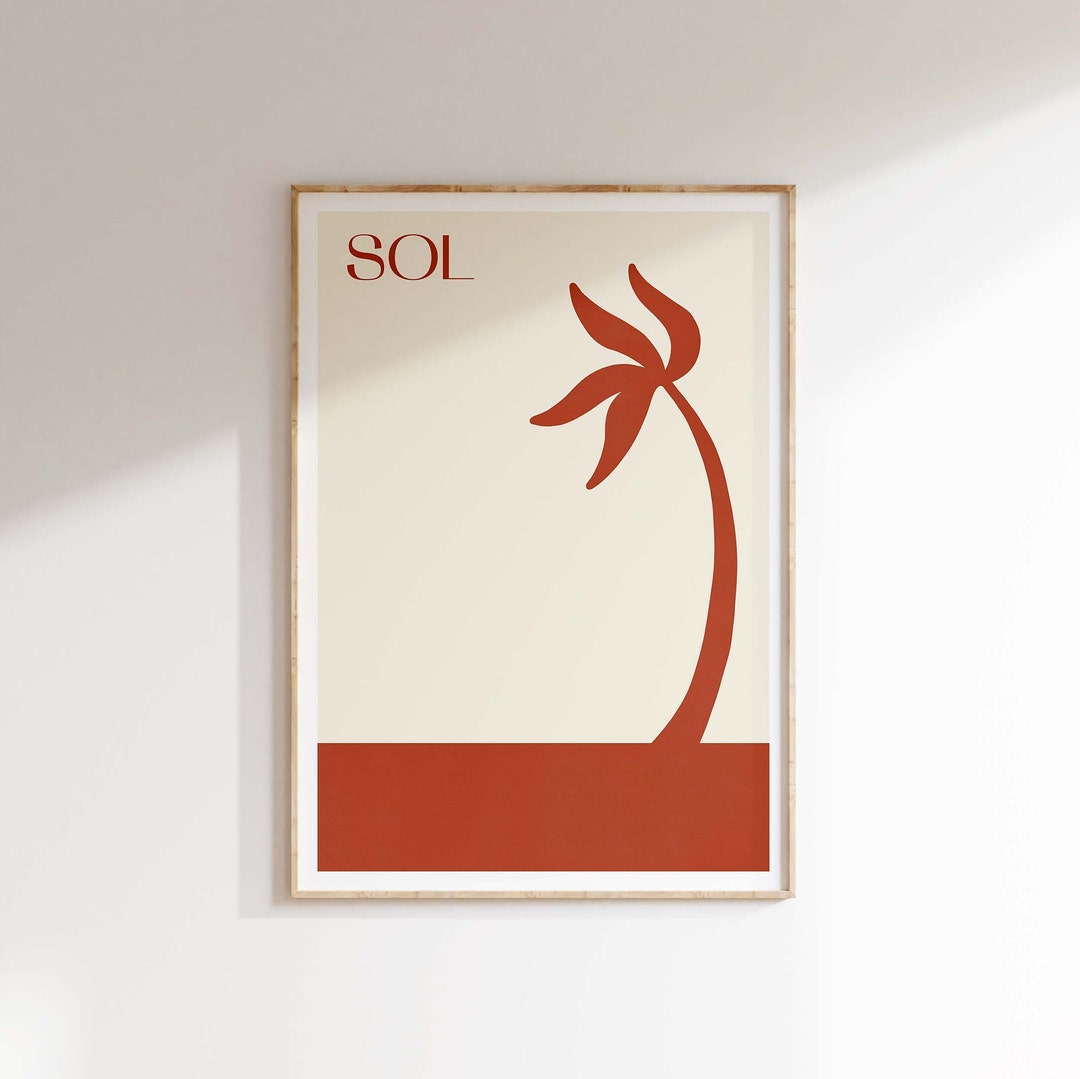 Sol Palm Print | Digital Download Print | Retro Wall Art | Shapes Print ...