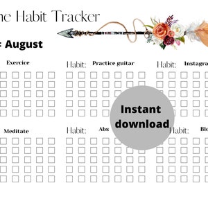 PRINTABLE Habit tracker Goal routine Monthly tracker Goal | Etsy